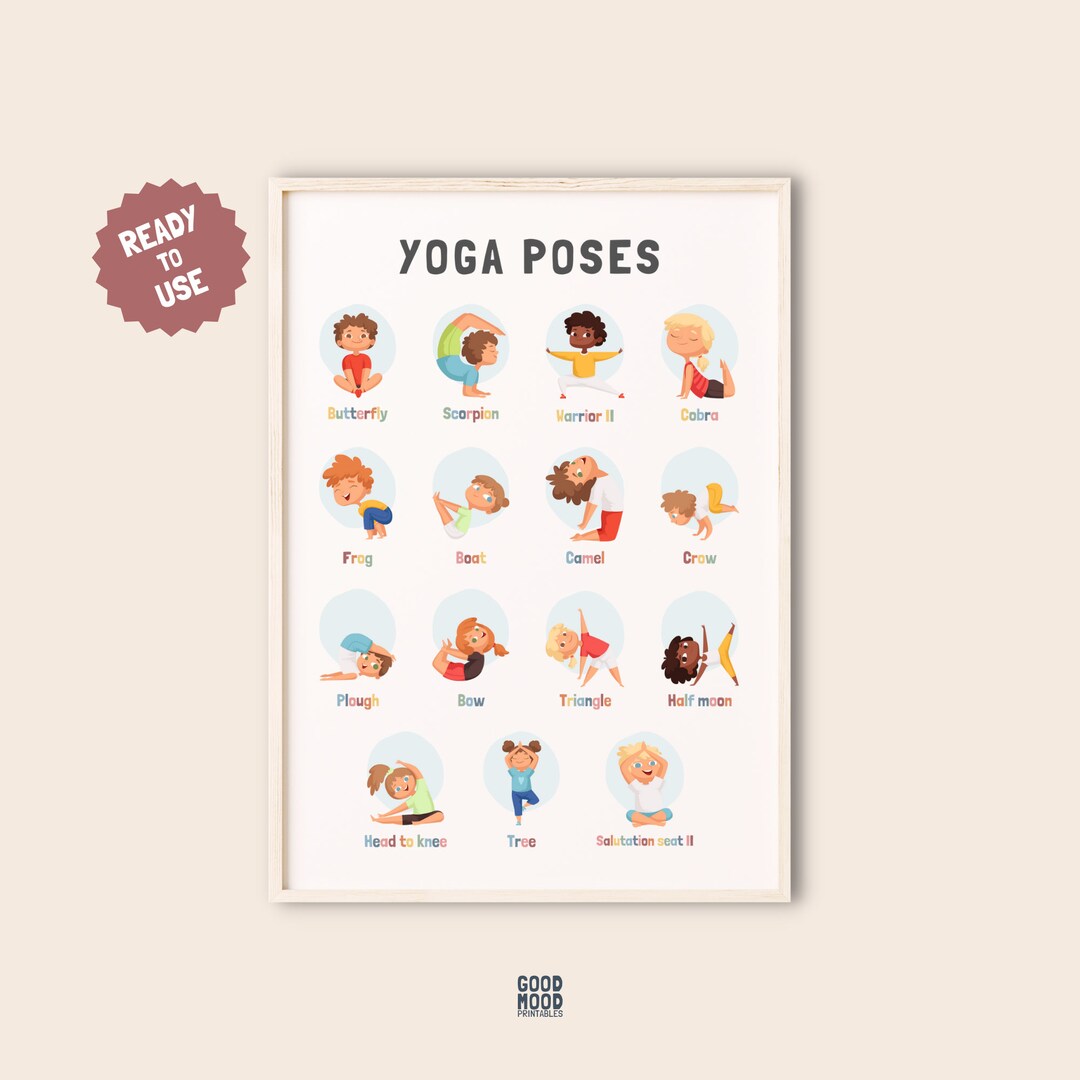 Yoga Poses Poster for Kids Montessori, Toddler Routine Playroom Wall ...