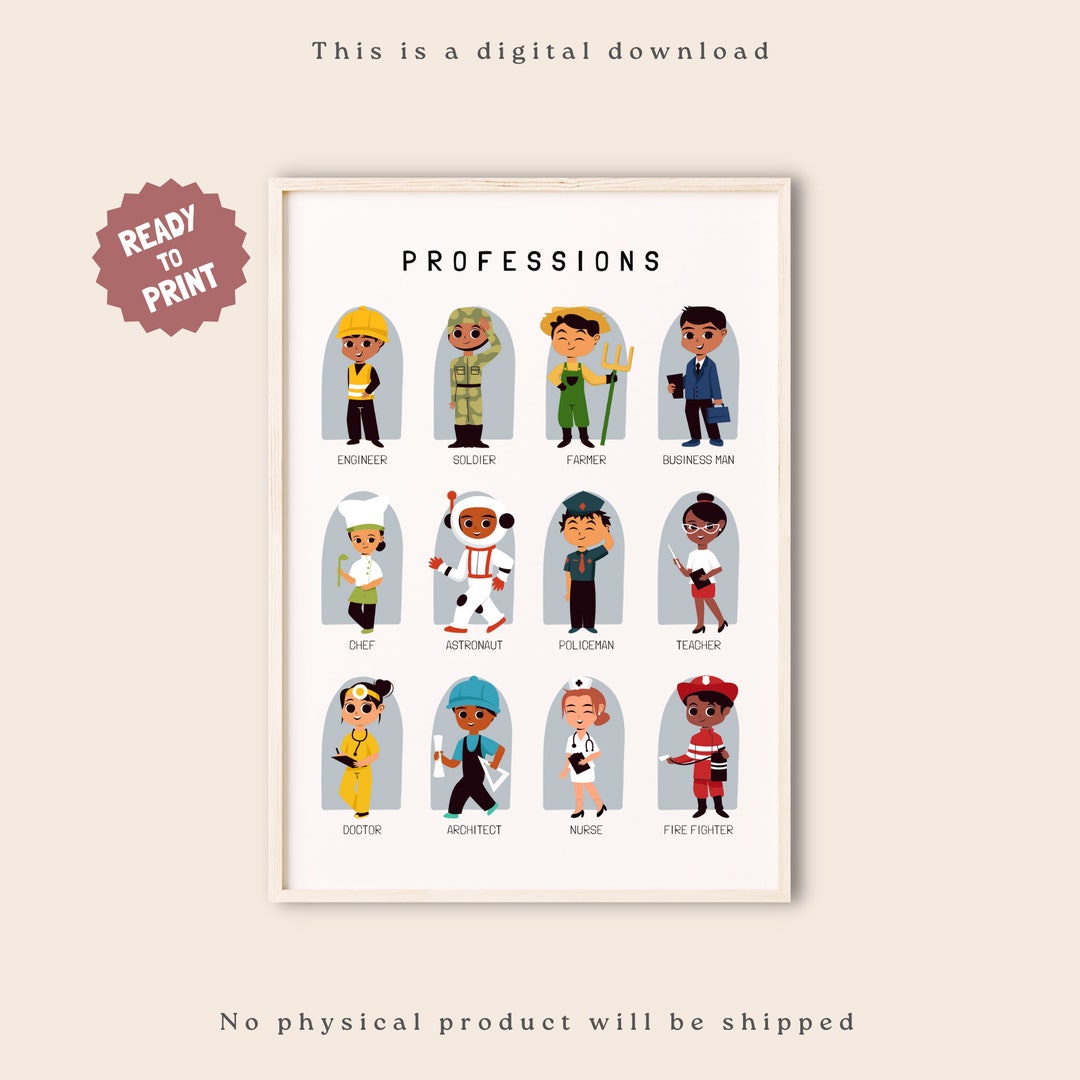 Professions Print, Montessori Educational, Homeschooling Learning ...