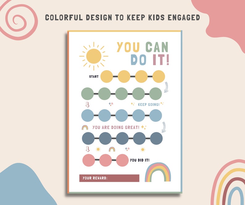 Reward Chart for Kids, Printable Rainbow Behaviour Chart, Daily Chore ...