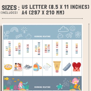 Morning Routine Charts for Boys and Girls, Morning Routine Printable ...