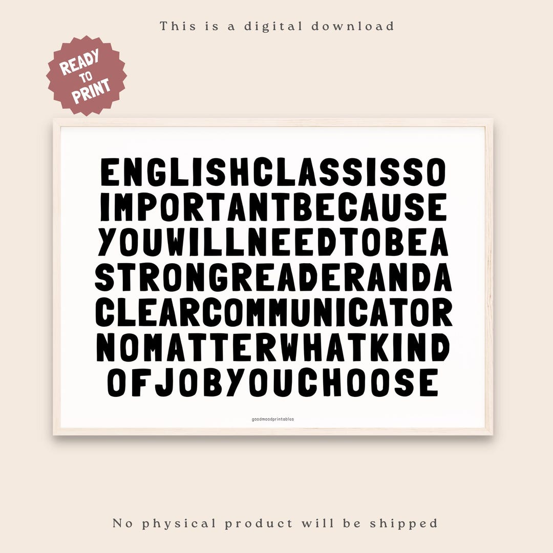 English Teacher Classroom Decor, High School Wall Art, Funny Grammar ...