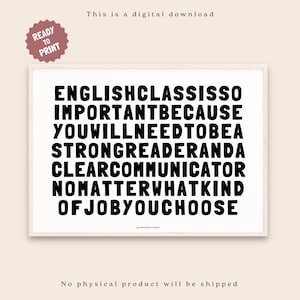 English Teacher Classroom Decor, High School Wall Art, Funny Grammar ...