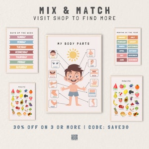 My Body Parts, Educational Poster, Printable Wall Art, Anatomy Poster ...