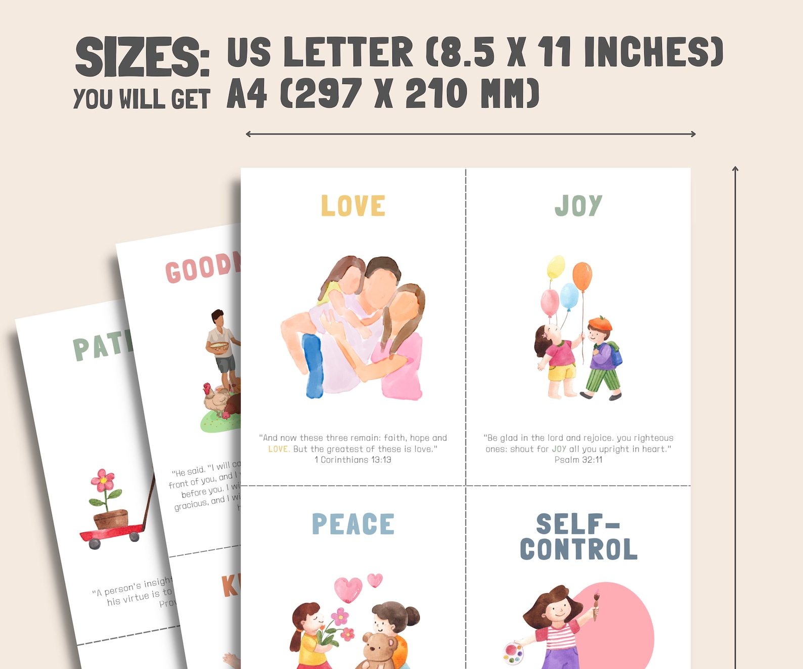 Fruit of the Spirit Flash Cards, Calming Corner, Montessori Flashcards ...