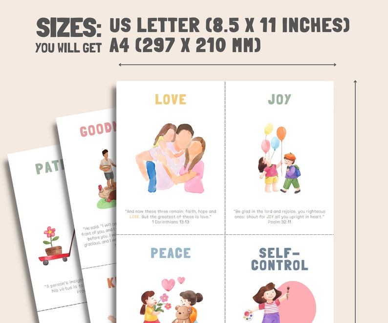 Fruit of the Spirit Flash Cards, Calming Corner, Montessori Flashcards ...