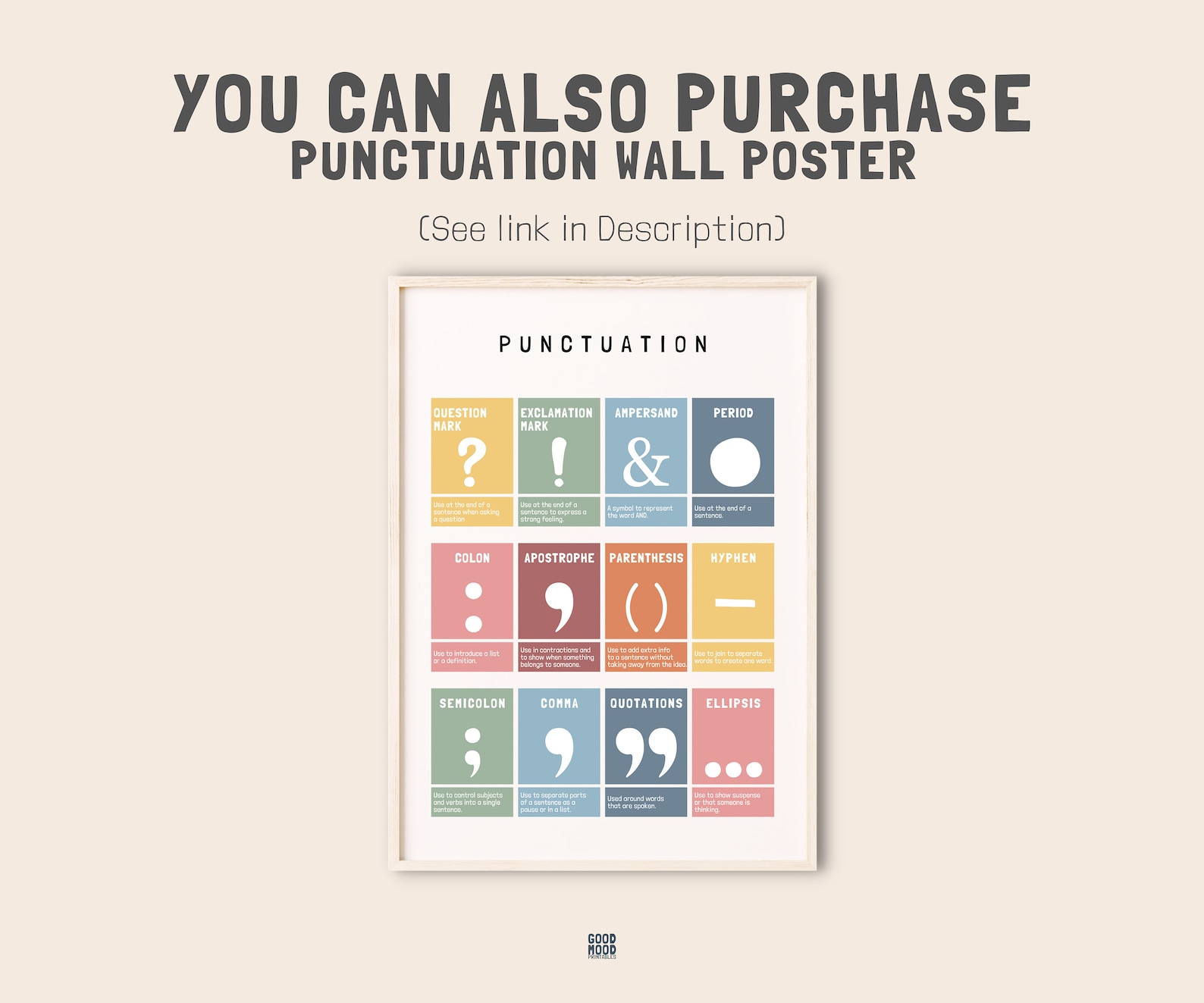 Punctuation Flash Cards Punctuation Marks and When to Use - Etsy