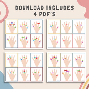 Finger Activity With Hair Ties, Fine Motor Skills, Homeschool Worksheet ...