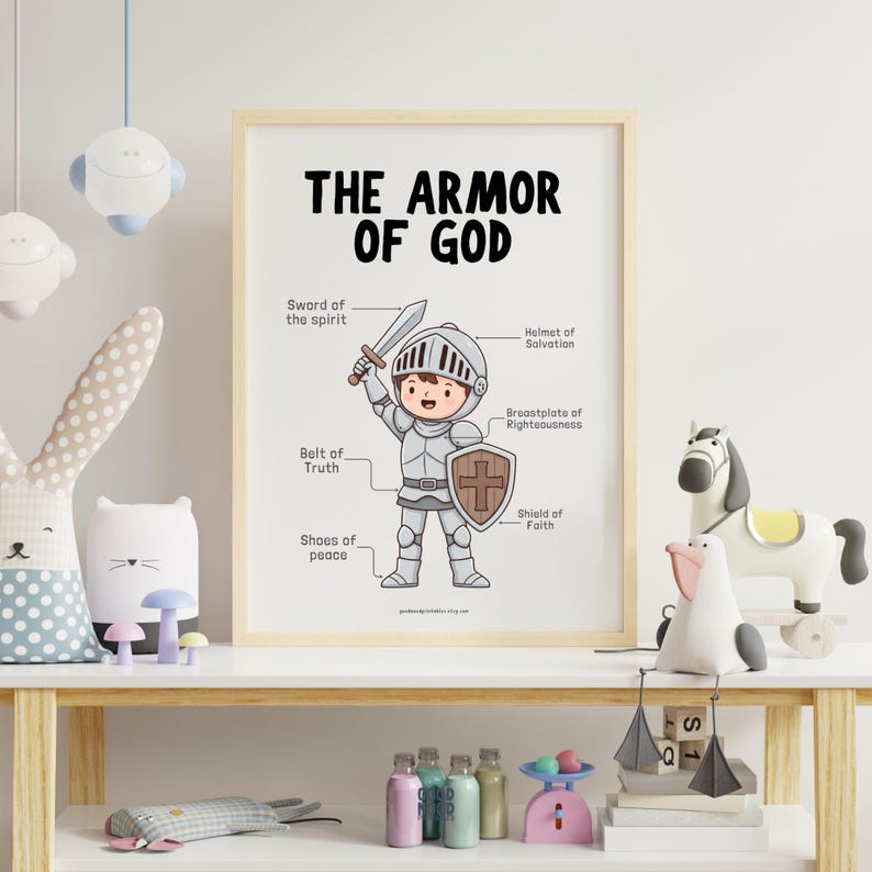 The Armor of God Poster for Kids, Preschool Classroom Decor, Christian ...
