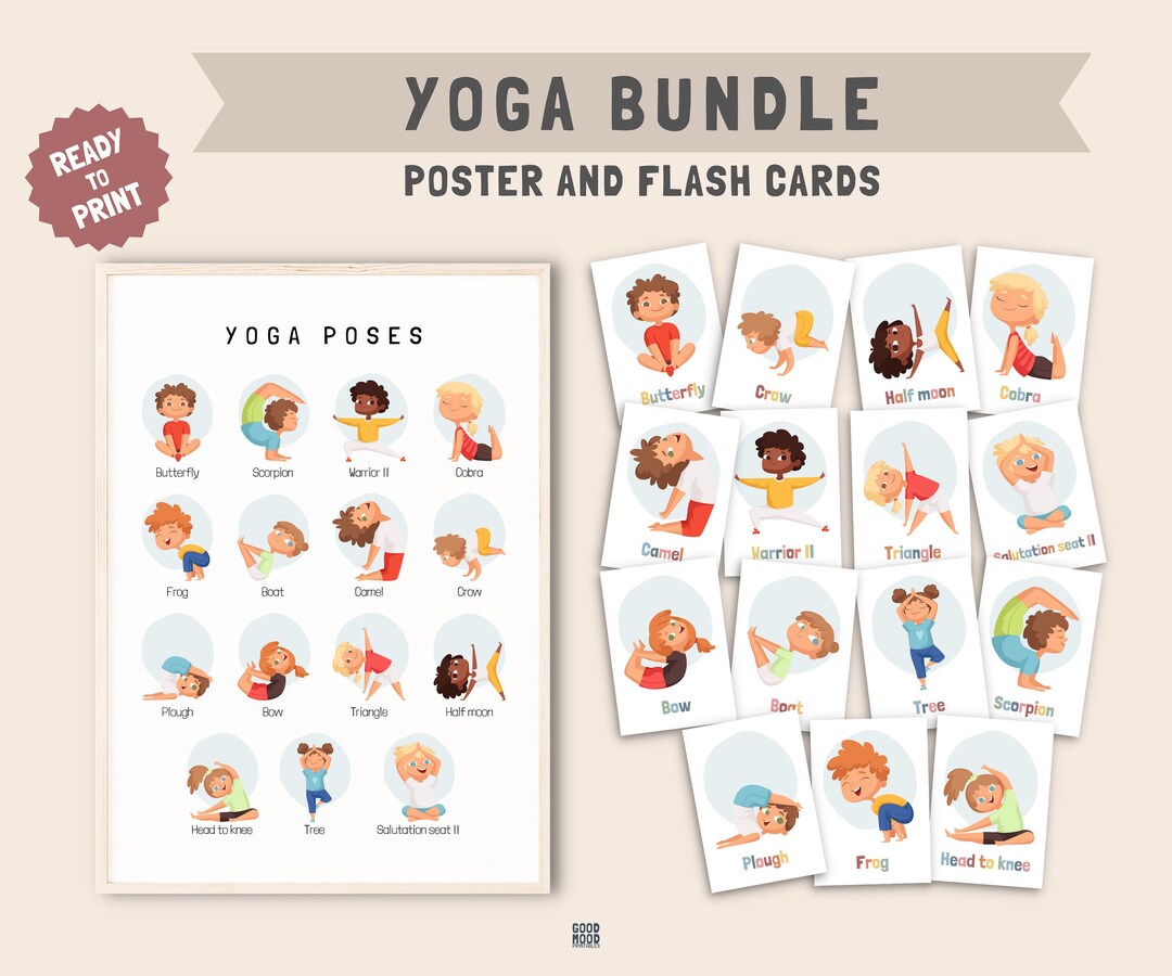 Yoga Poster & Flashcards BUNDLE Printable, Set for Kids, Montessori ...