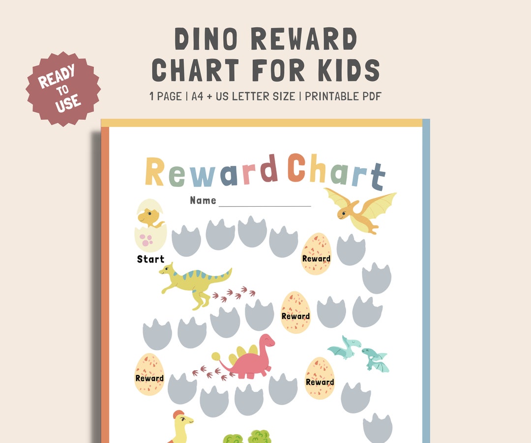 Dino Reward Chart for Kids, Printable Boy Behaviour Chart, Stay in Bed ...