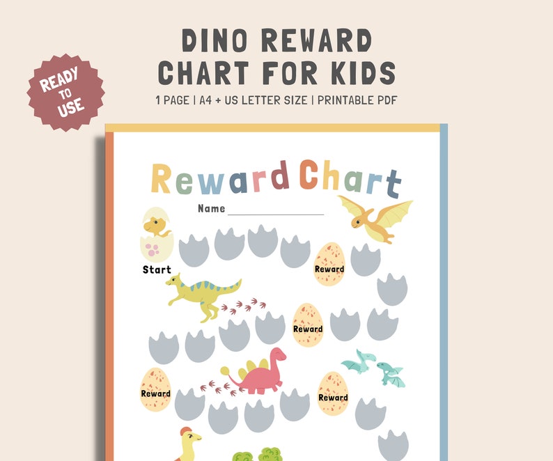 Dino Reward Chart for Kids, Printable Boy Behaviour Chart, Stay in Bed ...