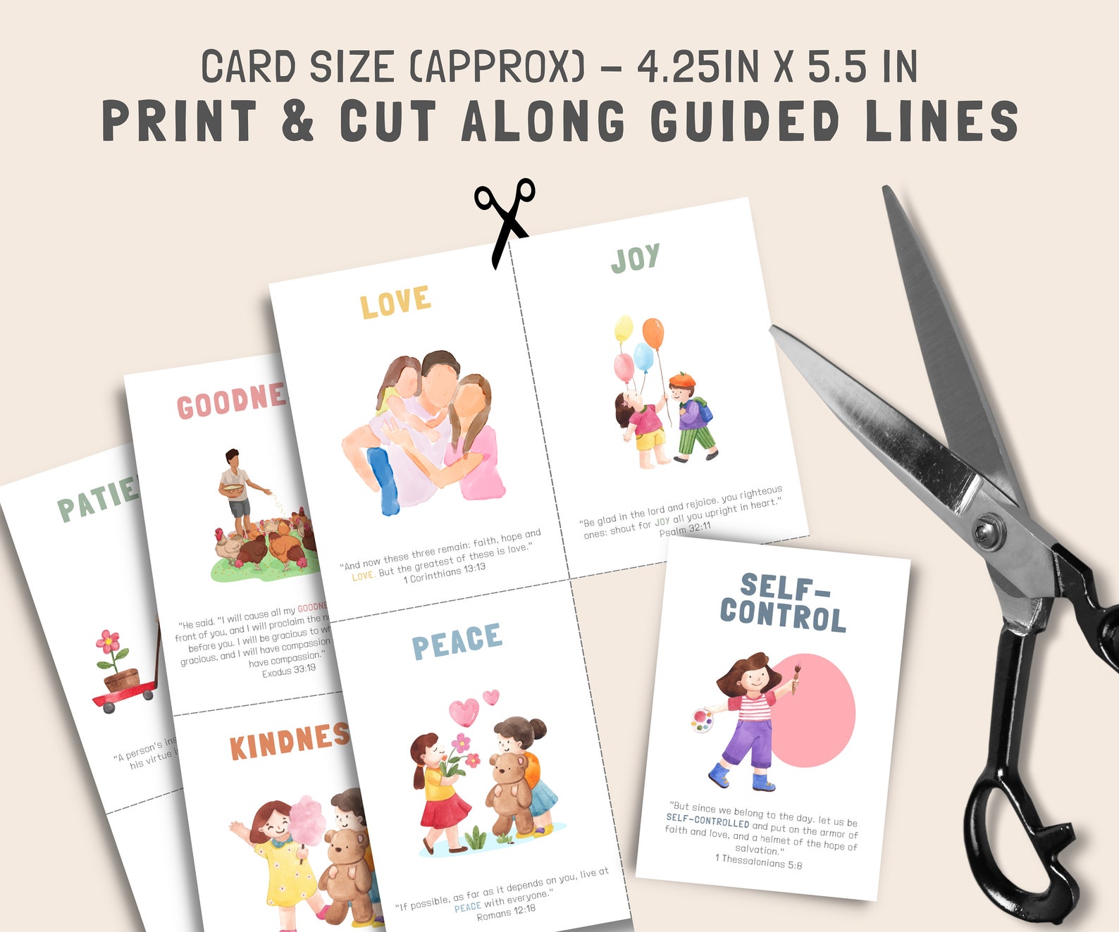 Fruit of the Spirit Flash Cards, Calming Corner, Montessori Flashcards ...