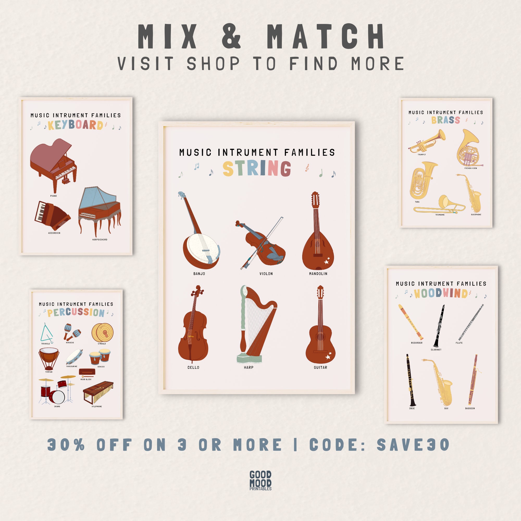 Music Instruments Poster Classical Music Instruments - Etsy