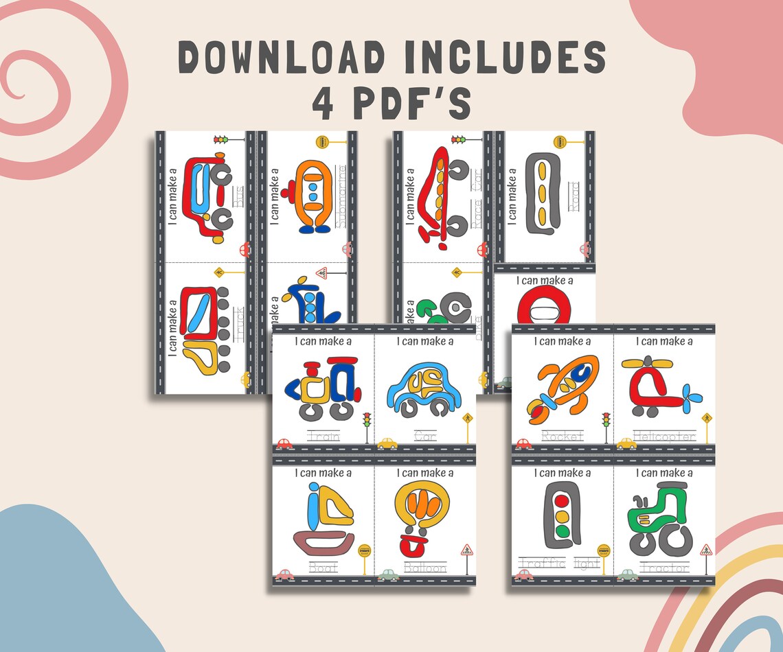 Transport Playdough Mats, Printable Toddler, Preschool Educational ...
