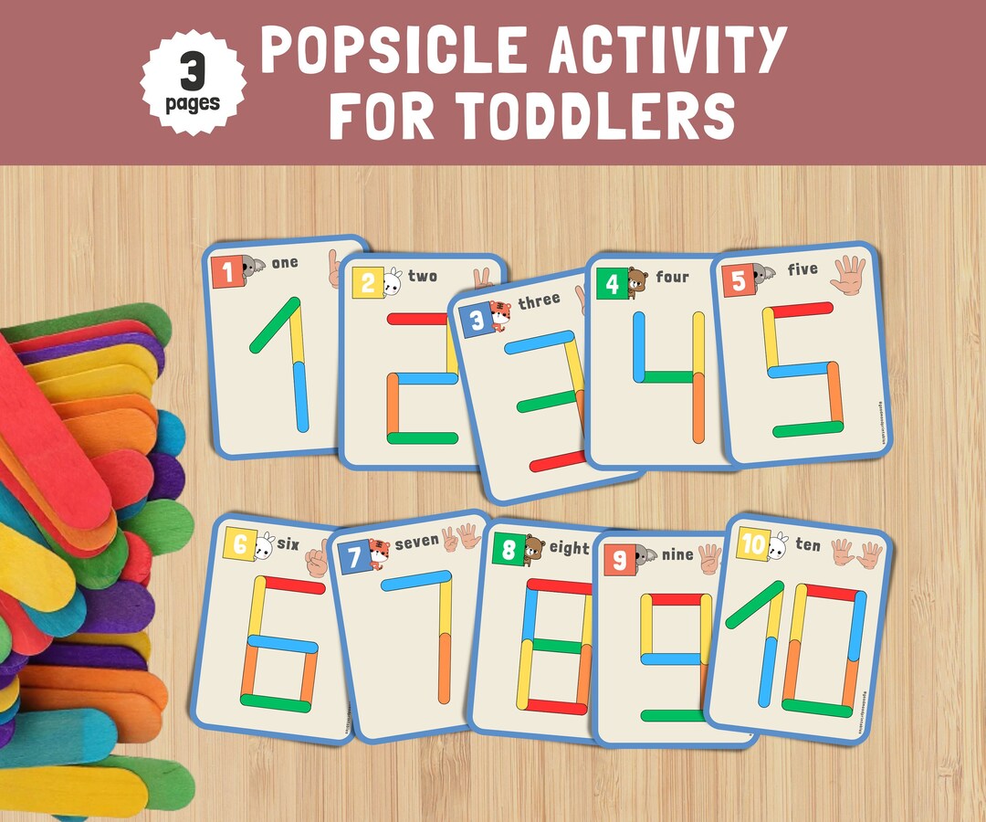 Popsicle Sticks Numbers Activity, Game for Toddlers, Montessori ...