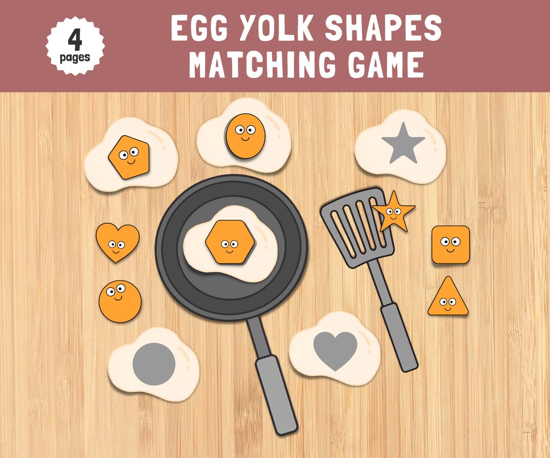 Egg Yolk Shapes Matching Game (printable PDF) , Toddlers Activity ...