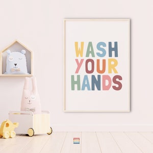 Wash Your Hands Sign, Bathroom Poster, Printable Wall Art, Montessori ...