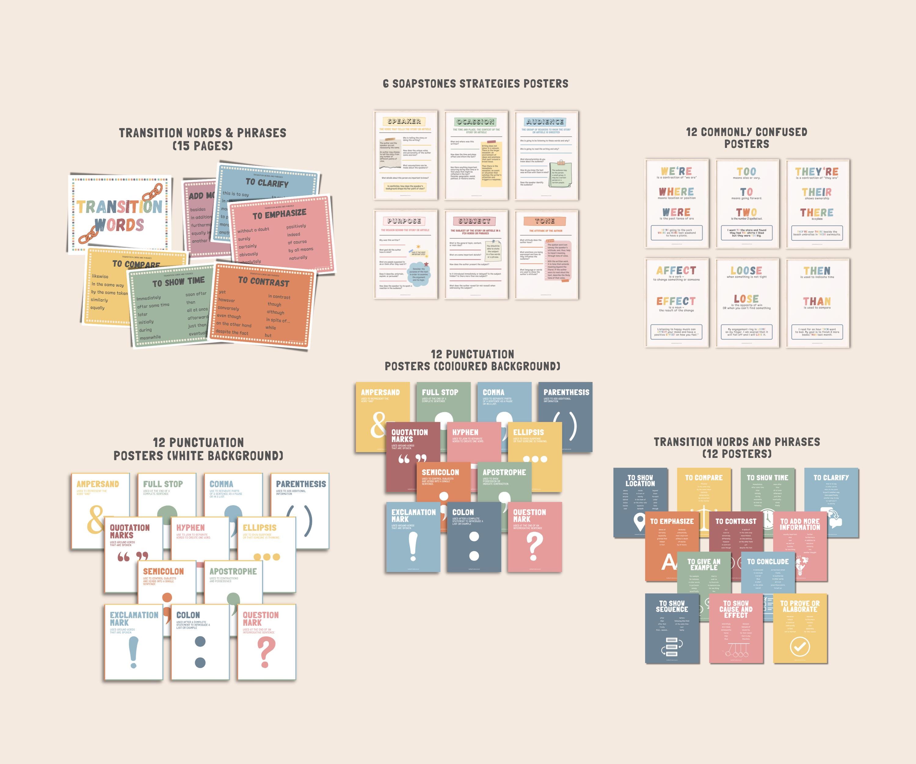 English Classroom Poster Mega Bundle, Modern English Classroom Decor ...