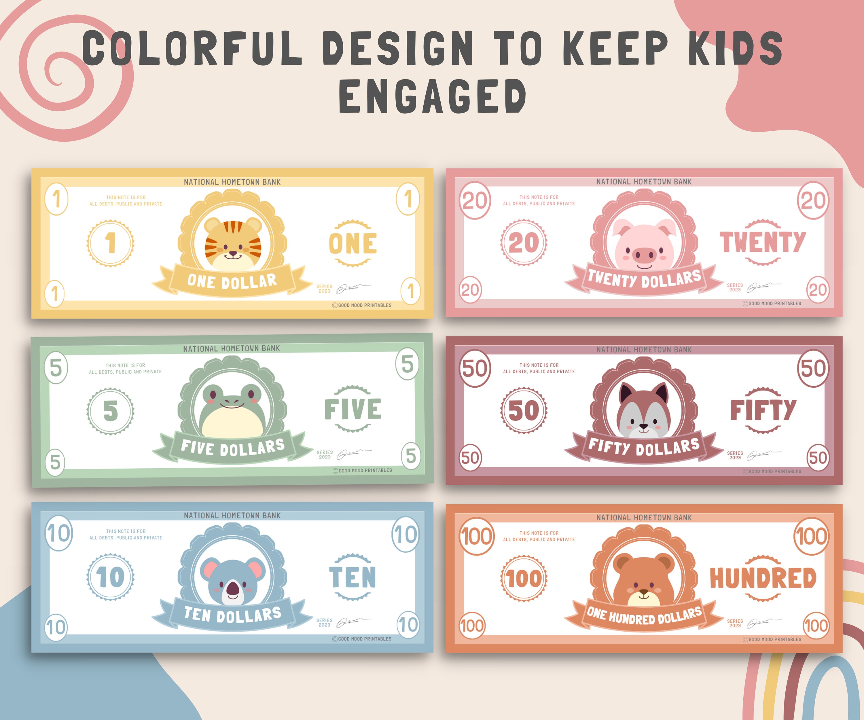Play Money Printable, Pretend Play, Mom Bucks, Learning Money ...
