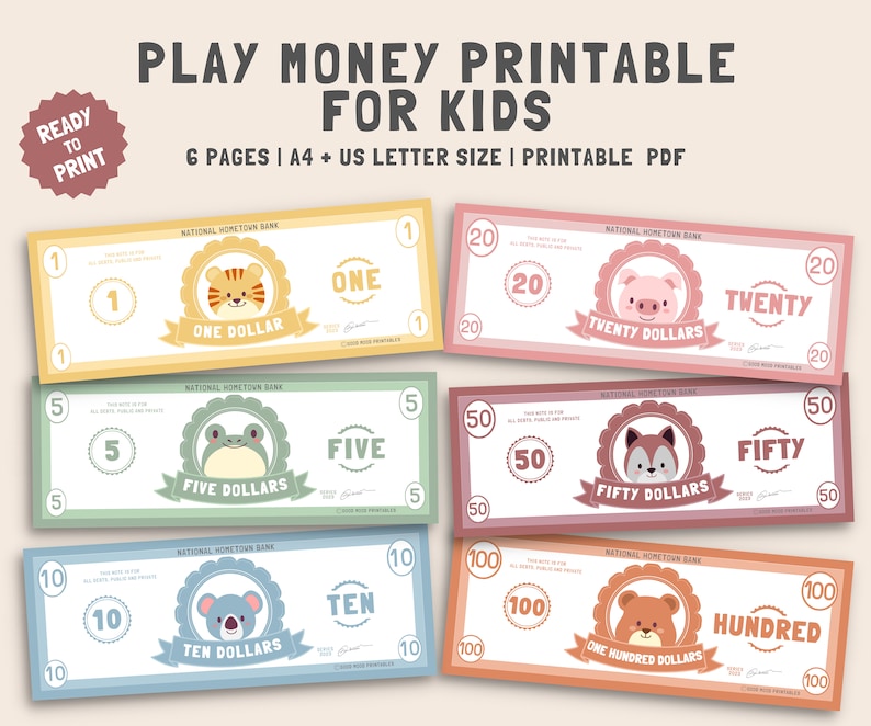 Play Money Printable, Pretend Play, Mom Bucks, Learning Money ...