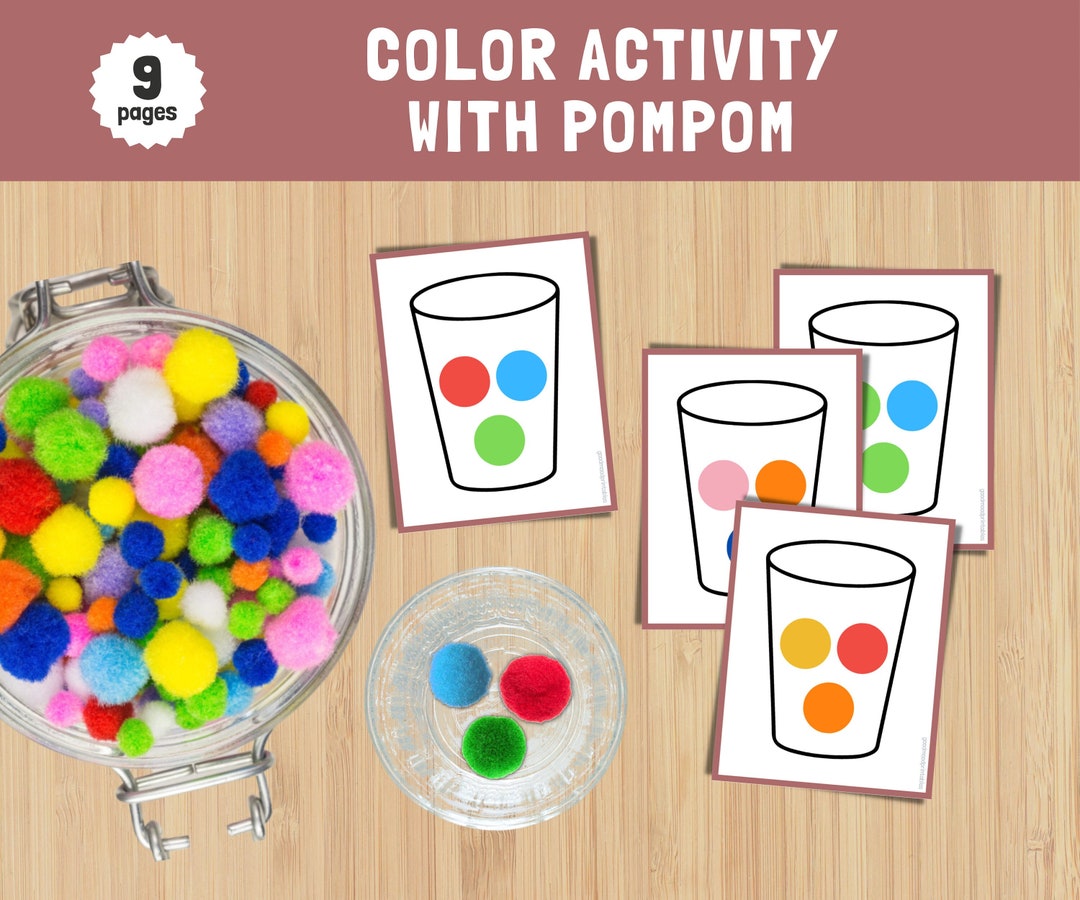 Color Activity With Pompoms, Fine Motor Activities for Toddlers and ...