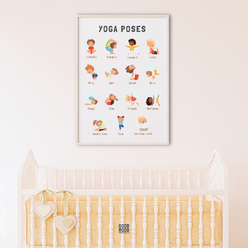 Yoga Poses Poster for Kids Montessori, Toddler Routine Playroom Wall ...