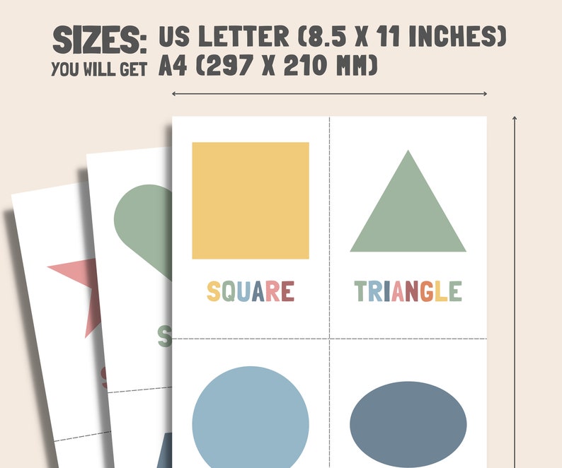 12 Shapes Flash Cards, Toddler Flashcards Printables, Montessori ...