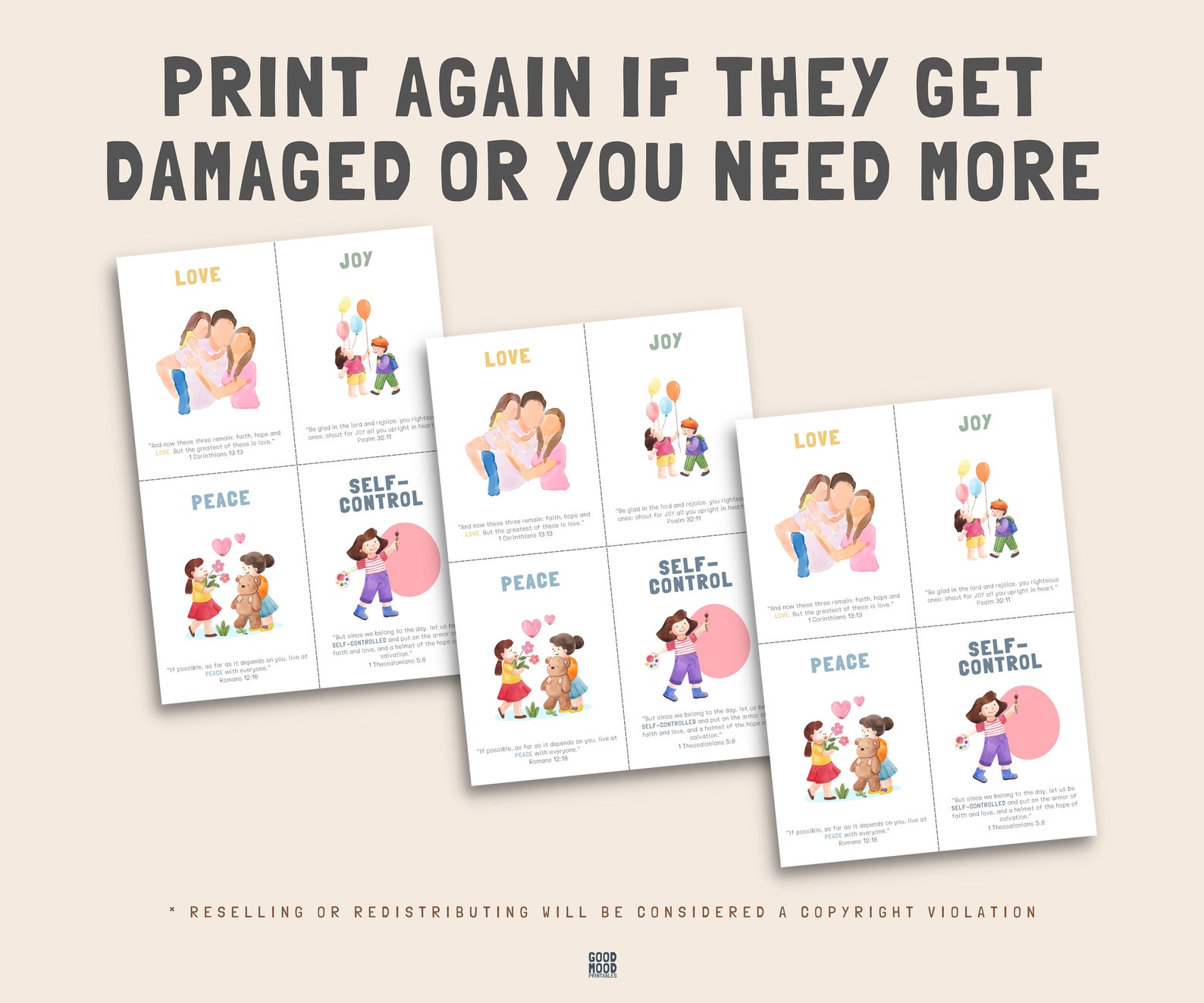 Fruit of the Spirit Flash Cards, Calming Corner, Montessori Flashcards ...