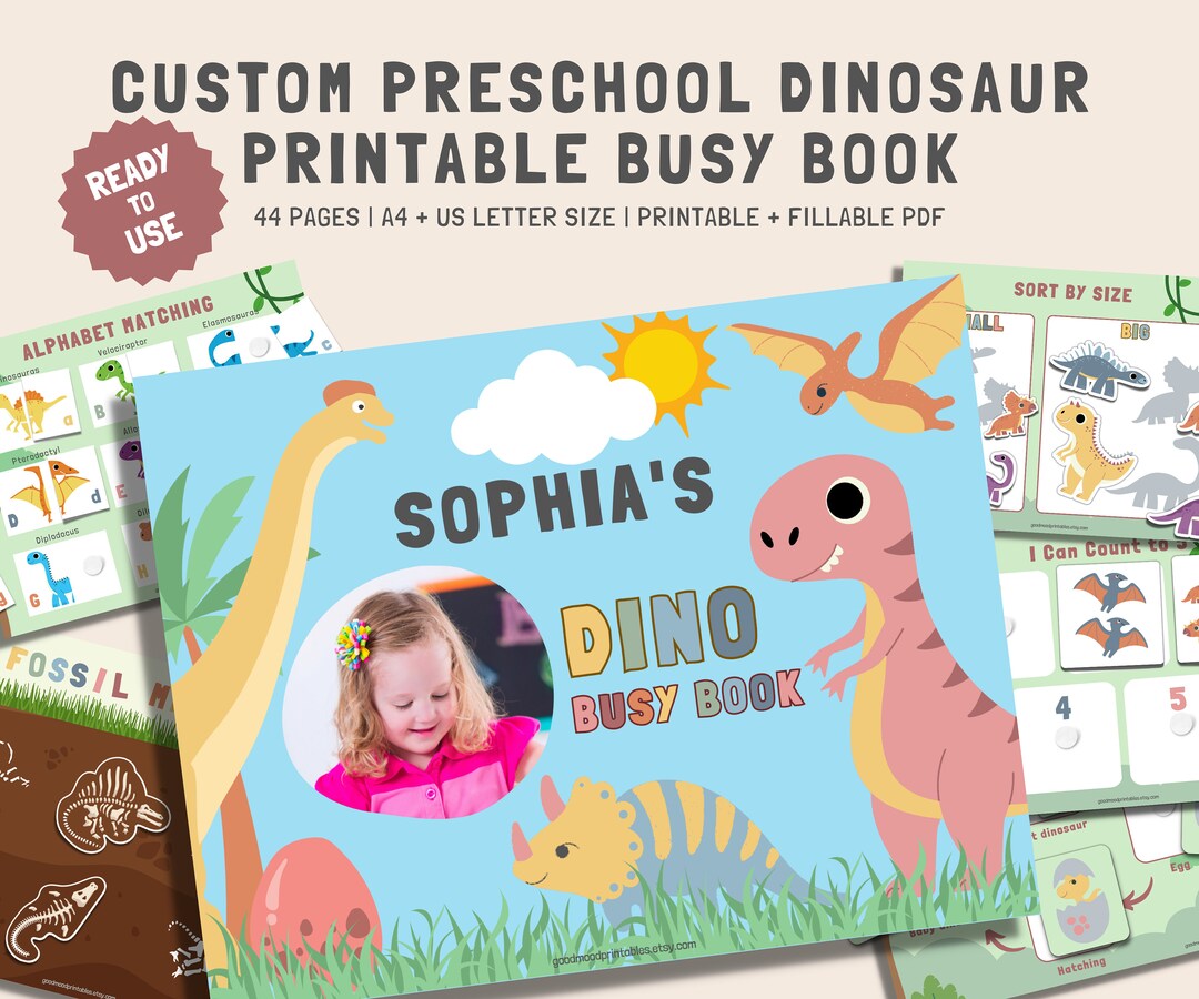 Custom Dinosaur Busy Book Activity, Toddler Busy Book, Preschool Busy ...