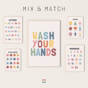 Wash Your Hands Sign, Bathroom Poster, Printable Wall Art, Montessori ...