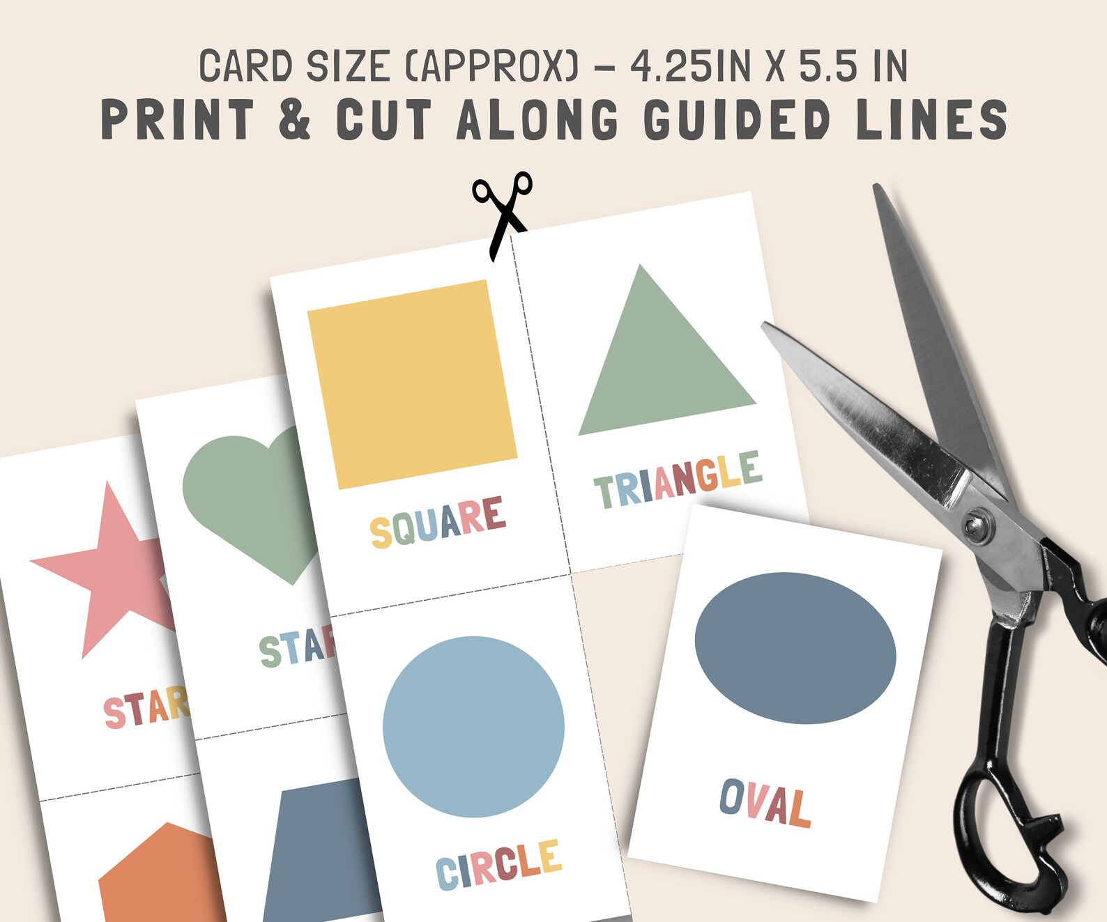 12 Shapes Flash Cards, Toddler Flashcards Printables, Montessori ...