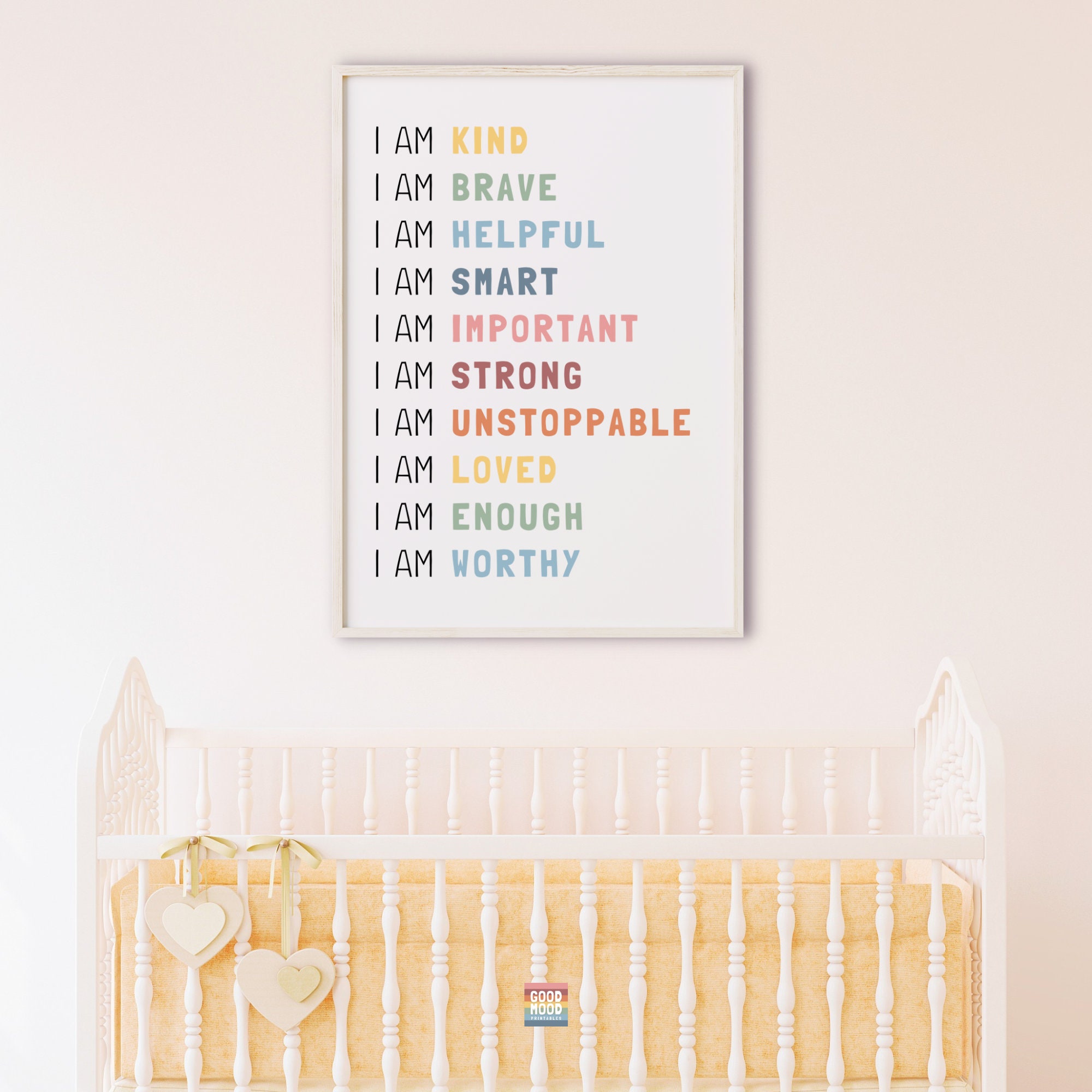 Rainbow Positive Affirmations for Kids, Nursery Educational Art ...