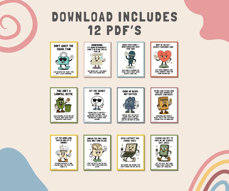 Funny Classroom Rules Poster Set | Gen Alpha Slang Decor for Middle ...