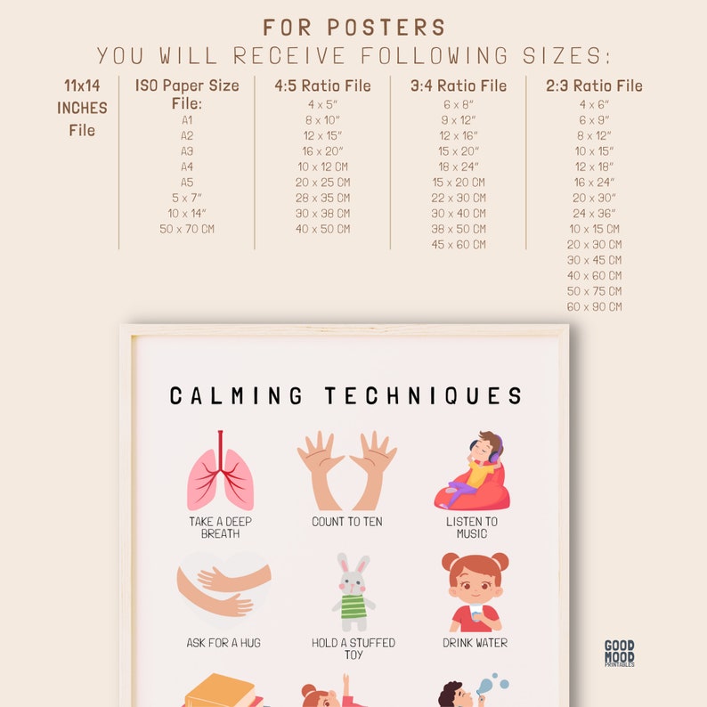 Calming Techniques Poster Calming Corner Calming Strategies - Etsy ...