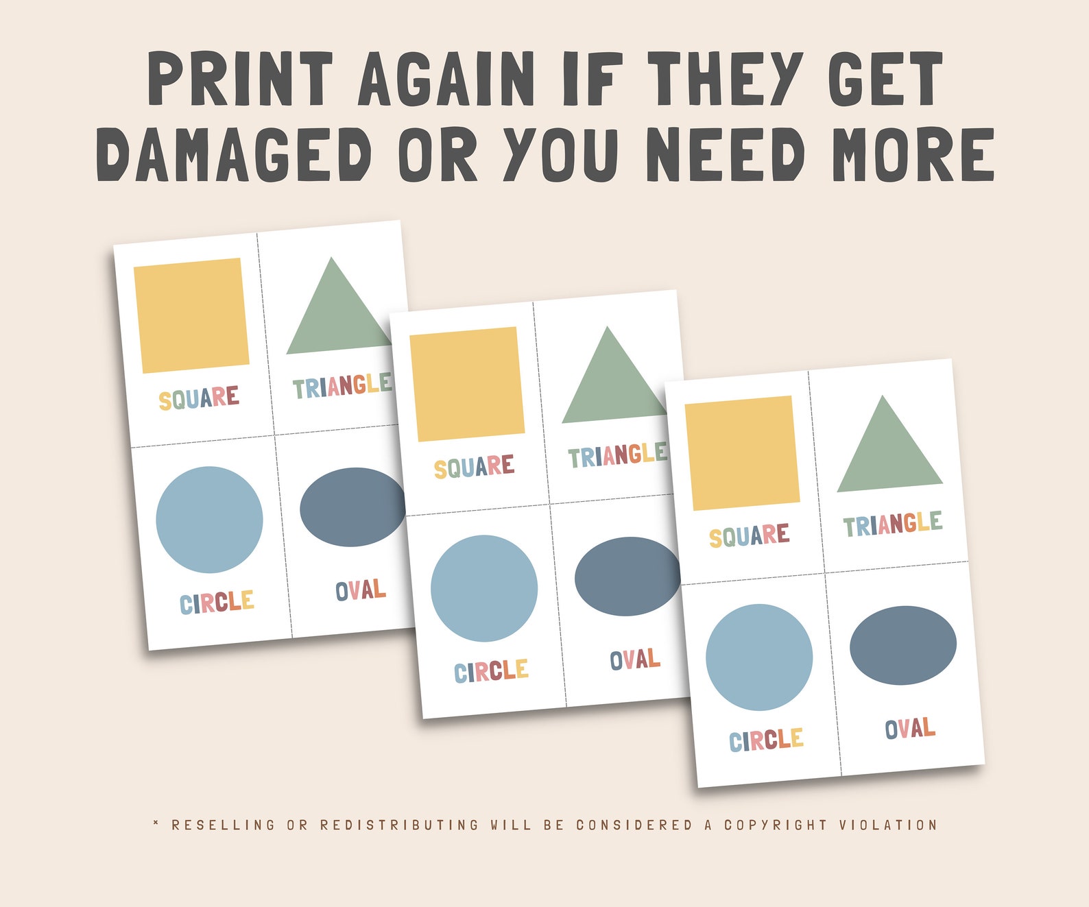 12 Shapes Flash Cards, Toddler Flashcards Printables, Montessori ...