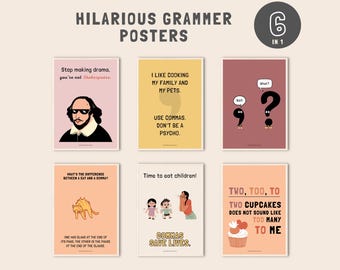 10 Funny English Classroom Posters Printable, Grammar Punctuation ...