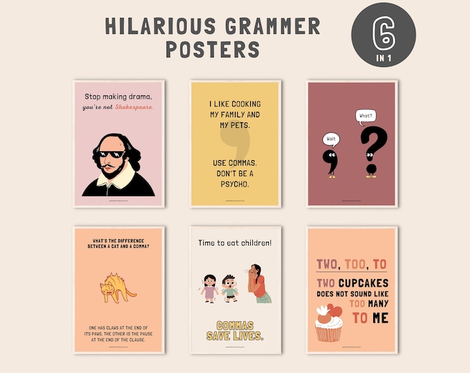 10 Funny English Classroom Posters Printable, Grammar Punctuation ...