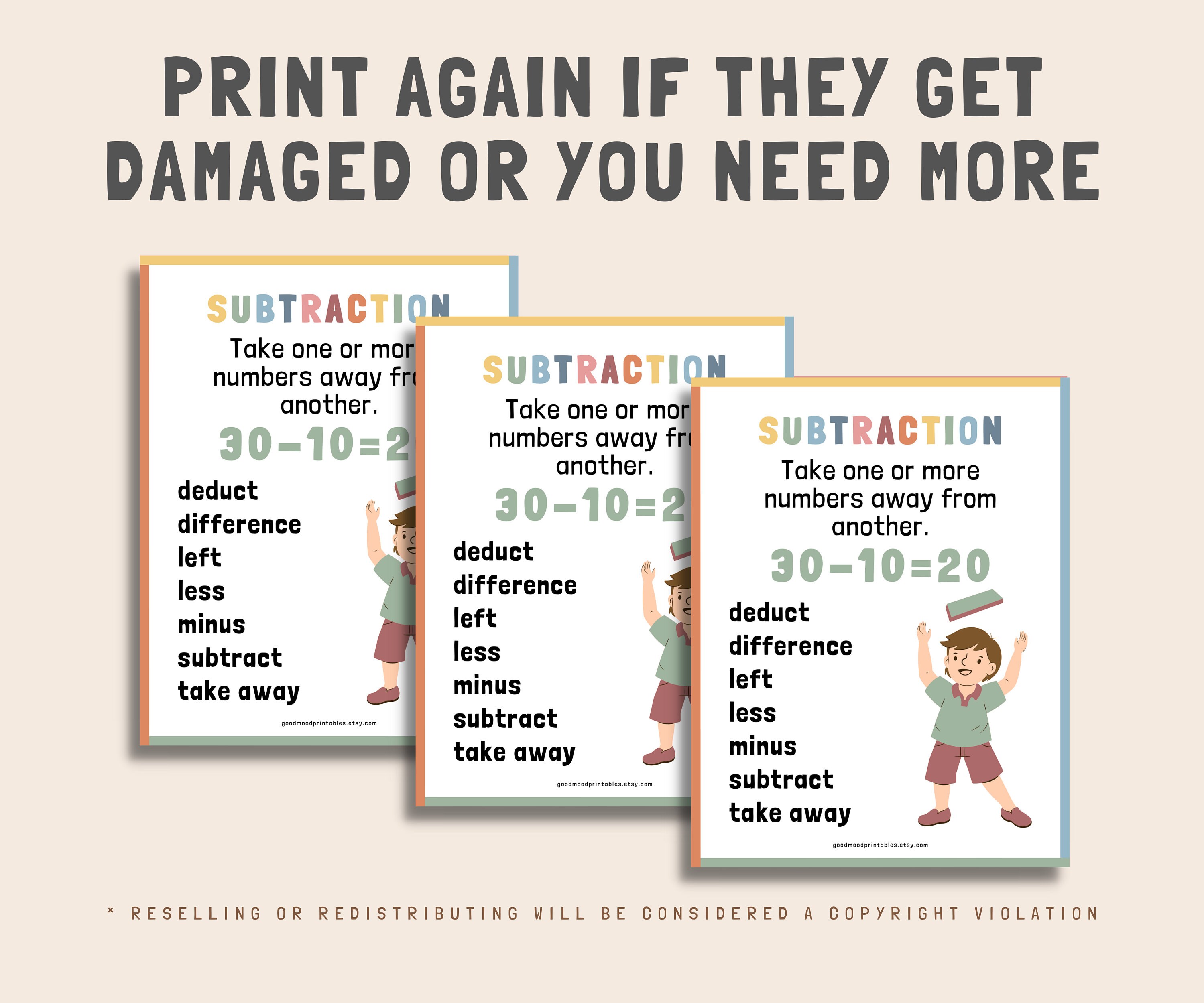 Maths Operation Posters Set Classroom Poster Maths Classroom - Etsy