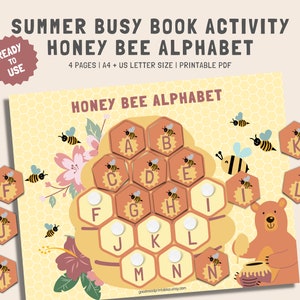 Honey Bee Alphabet Activity, Preschool Printable Busy Book Activity ...