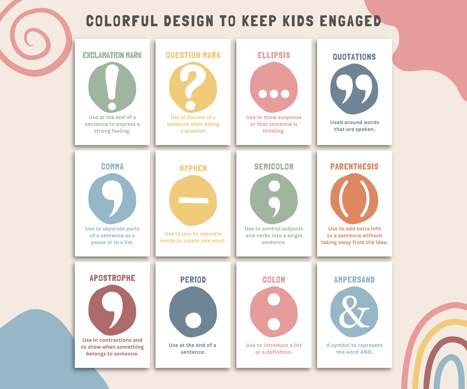 Punctuation Flash Cards, Punctuation Marks and When to Use Them ...