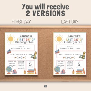 First Day of School Printable and Fillable Template, Last Day of School ...