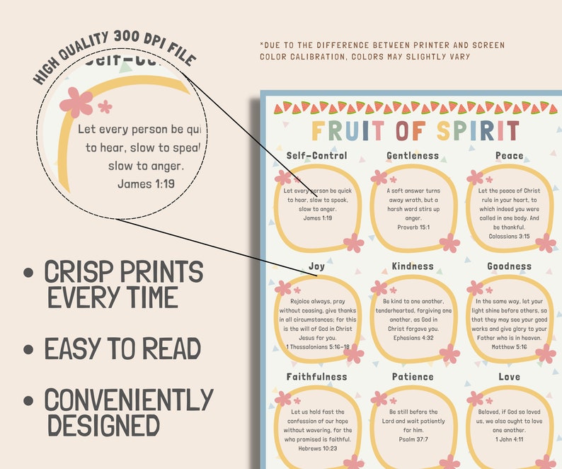 Fruit of the Spirit Matching Printable, Galatians 5 Activity, Bible ...
