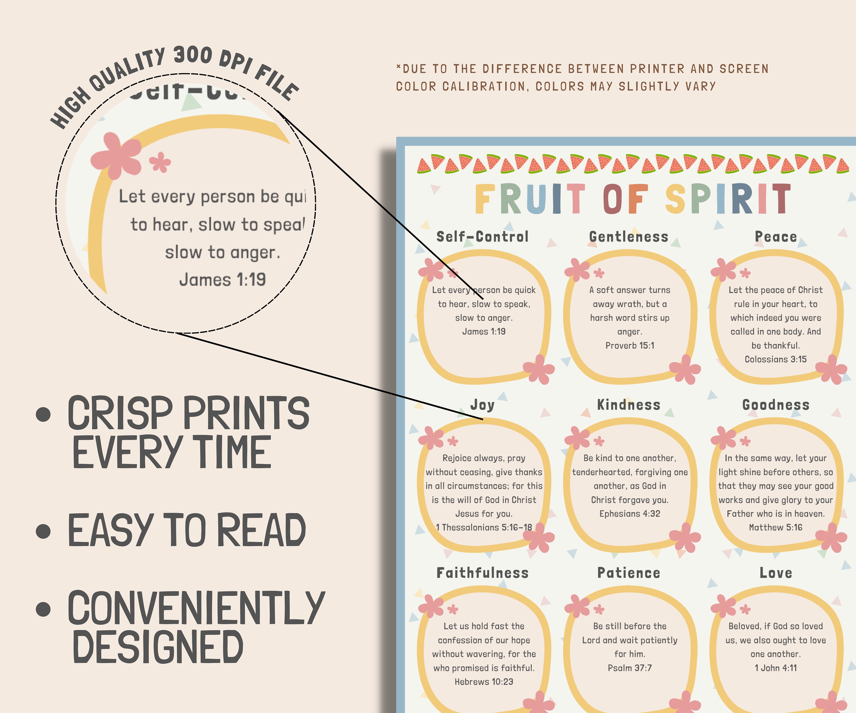 Fruit of the Spirit Matching Printable, Galatians 5 Activity, Bible ...