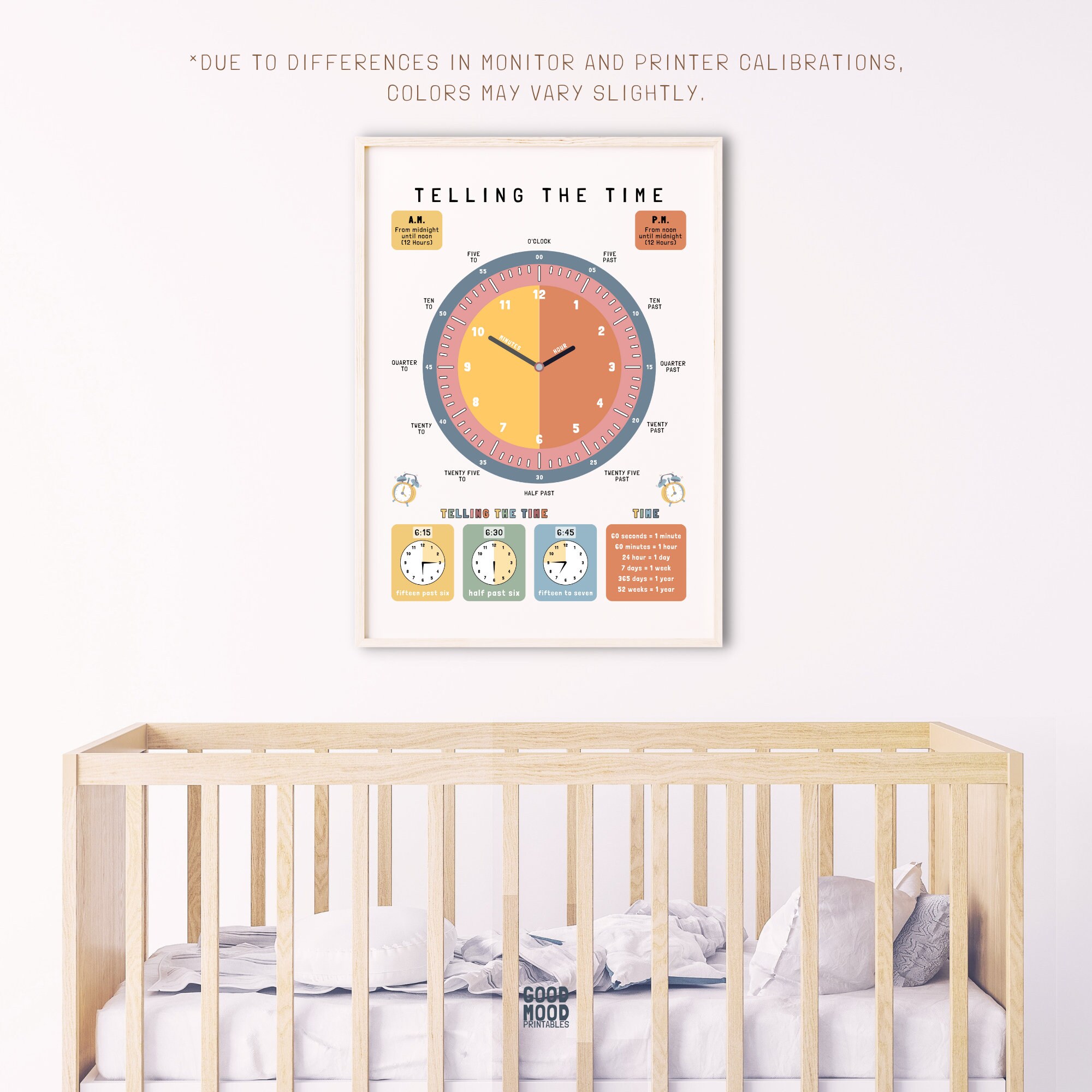 Telling Time Printable ,learning Clock Poster ,homeschool ,educational ...