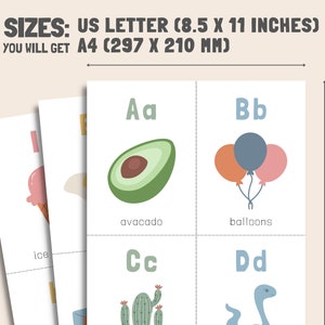 Printable Alphabet Flash Cards, ABC Flashcards Printable, Montessori ...
