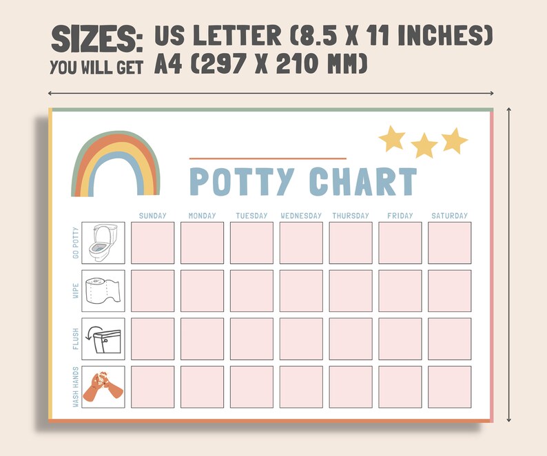 Potty Training Chart Printable & Fillable, Potty Chart PDF, Infant ...