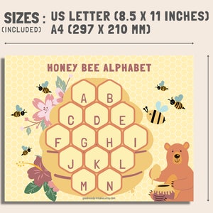 Honey Bee Alphabet Activity, Preschool Printable Busy Book Activity ...