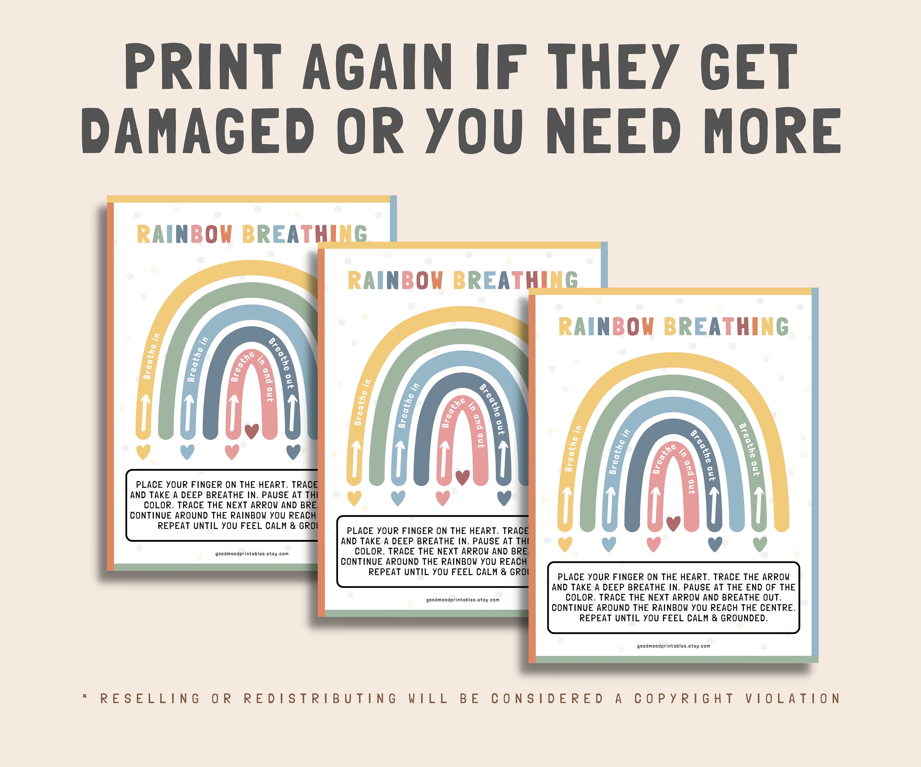 Rainbow Breathing, Deep Breathing, Grounding, Calm Down Strategies ...