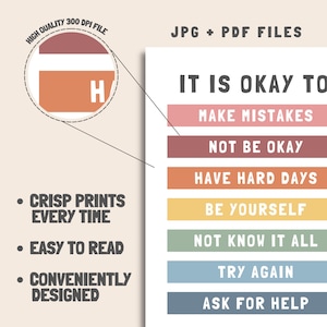 Feelings Poster, It's Ok to Make Mistakes Poster, Montessori Wall Art ...