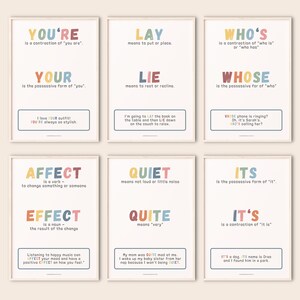 English Teacher Classroom Poster Set of 12, Commonly Confused Words ...